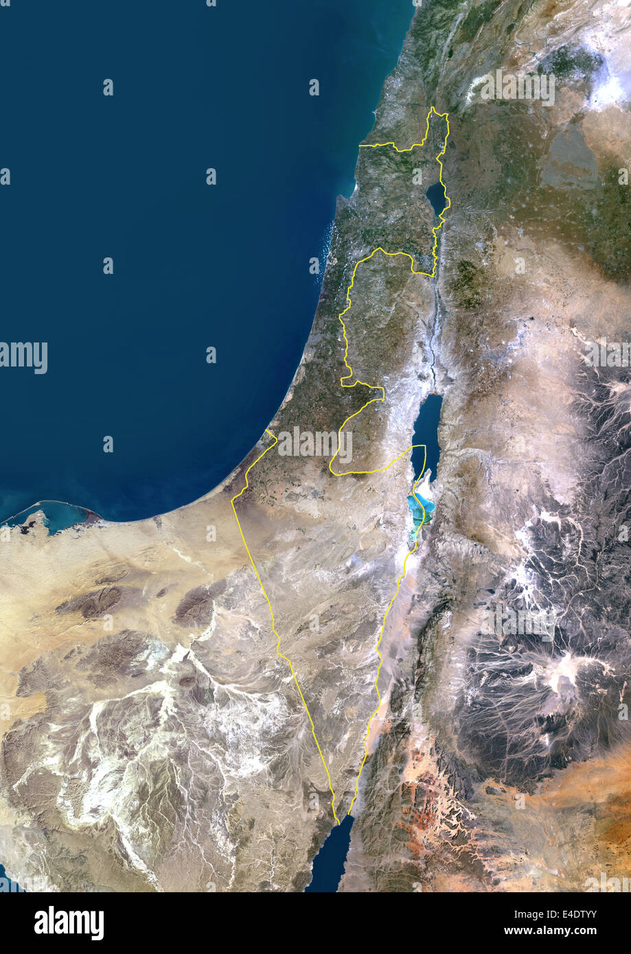 Israel, Middle East, Asia, True Colour Satellite Image With Border ...