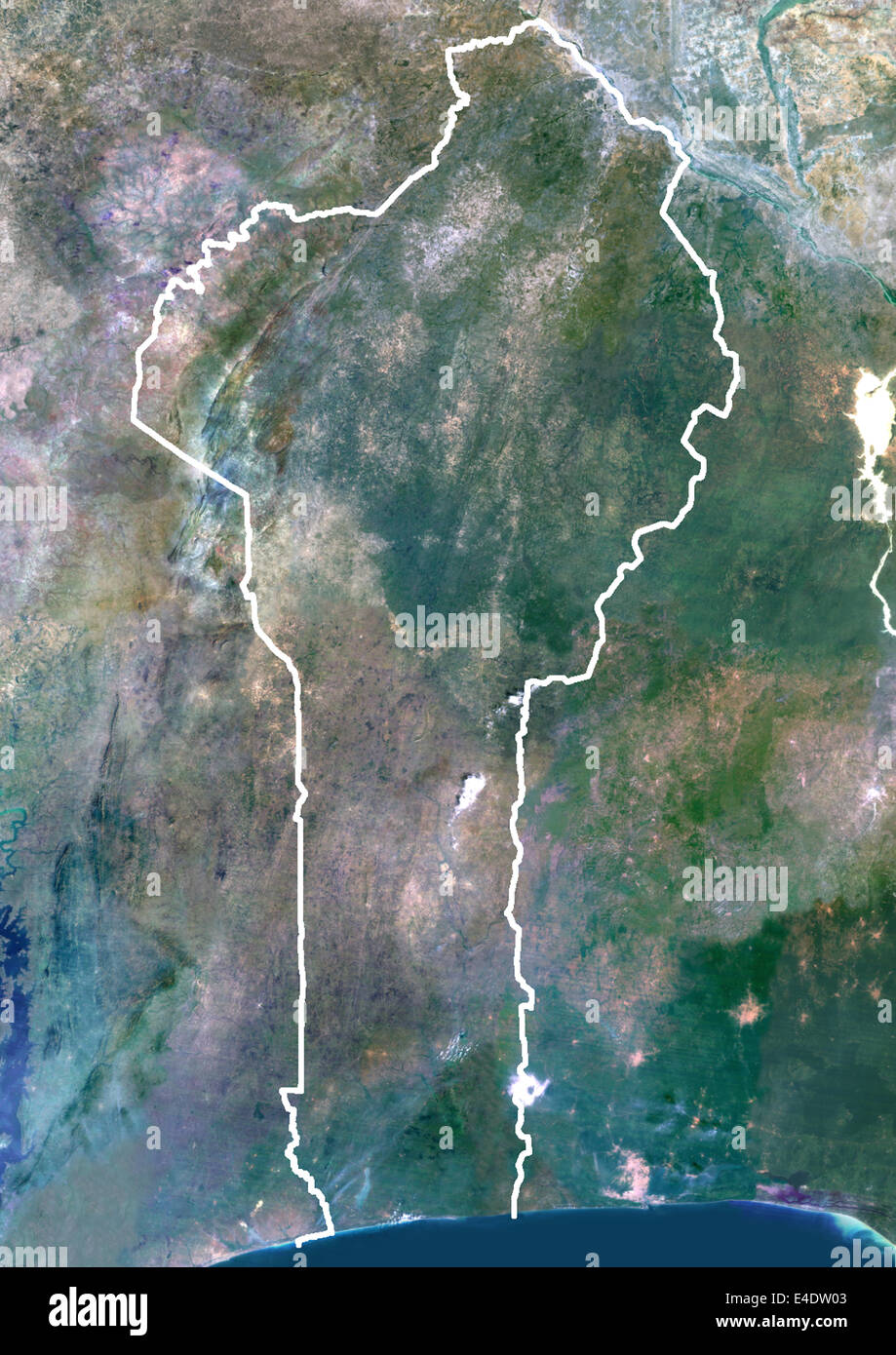 Benin, Africa, True Colour Satellite Image With Border. Satellite view ...