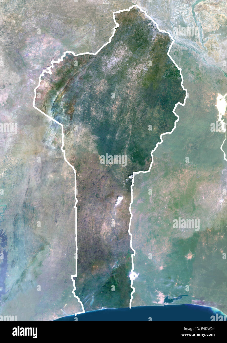 Benin, Africa, True Colour Satellite Image With Border And Mask ...