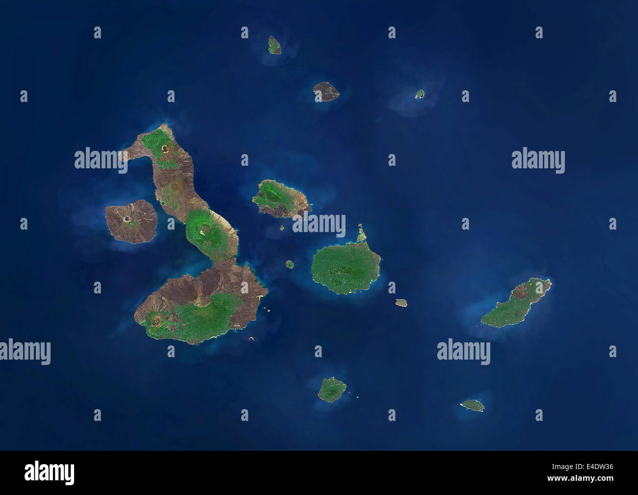 Galapagos Archipelago, Ecuador, True Colour Satellite Image. True ...