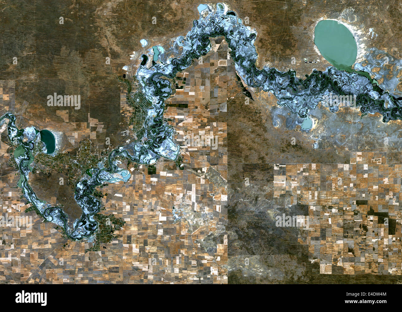 River Murray, Australia, True Colour Satellite Image. The river Murray ...