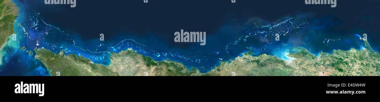 Great Barrier Reef, Australia, True Colour Satellite Image. Satellite ...