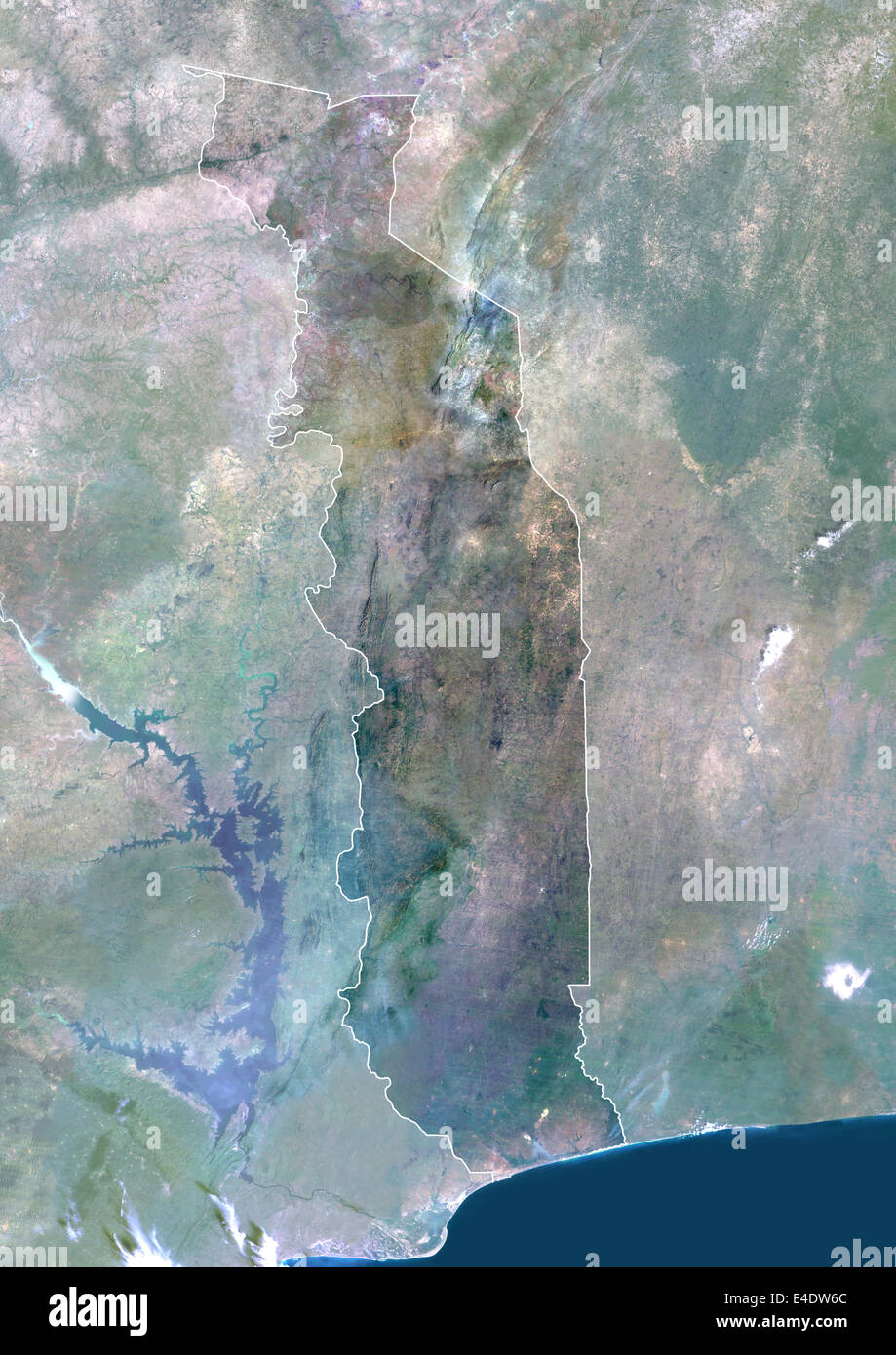 Togo, Africa, True Colour Satellite Image With Border And Mask ...