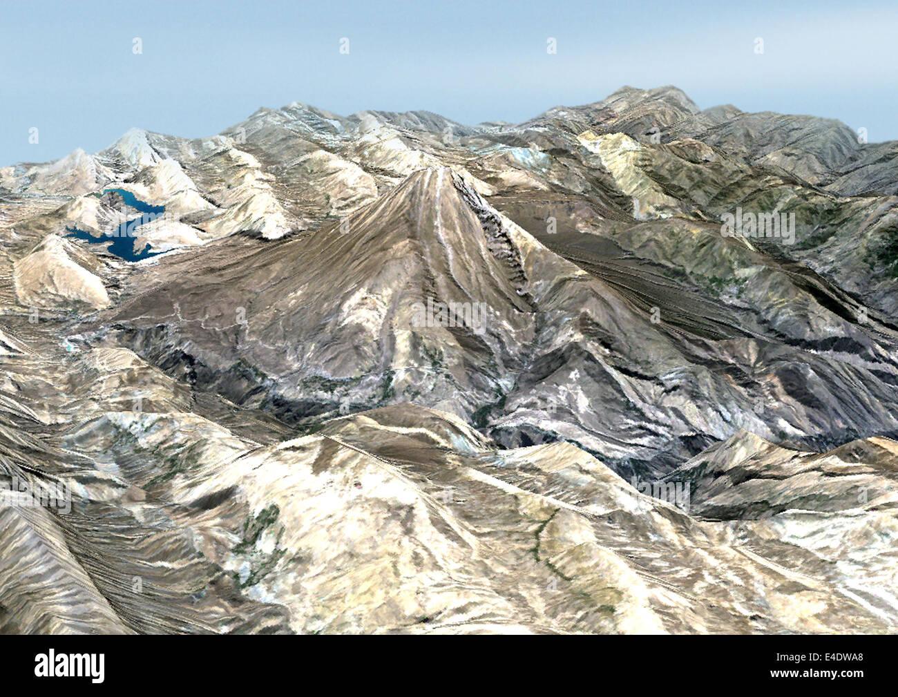 Volcano Damavand In 3D, Iran, True Colour Satellite Image. Volcano ...