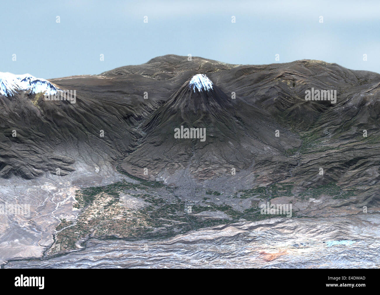 Volcano El Misti In 3D, Peru, True Colour Satellite Image. El Misti ...