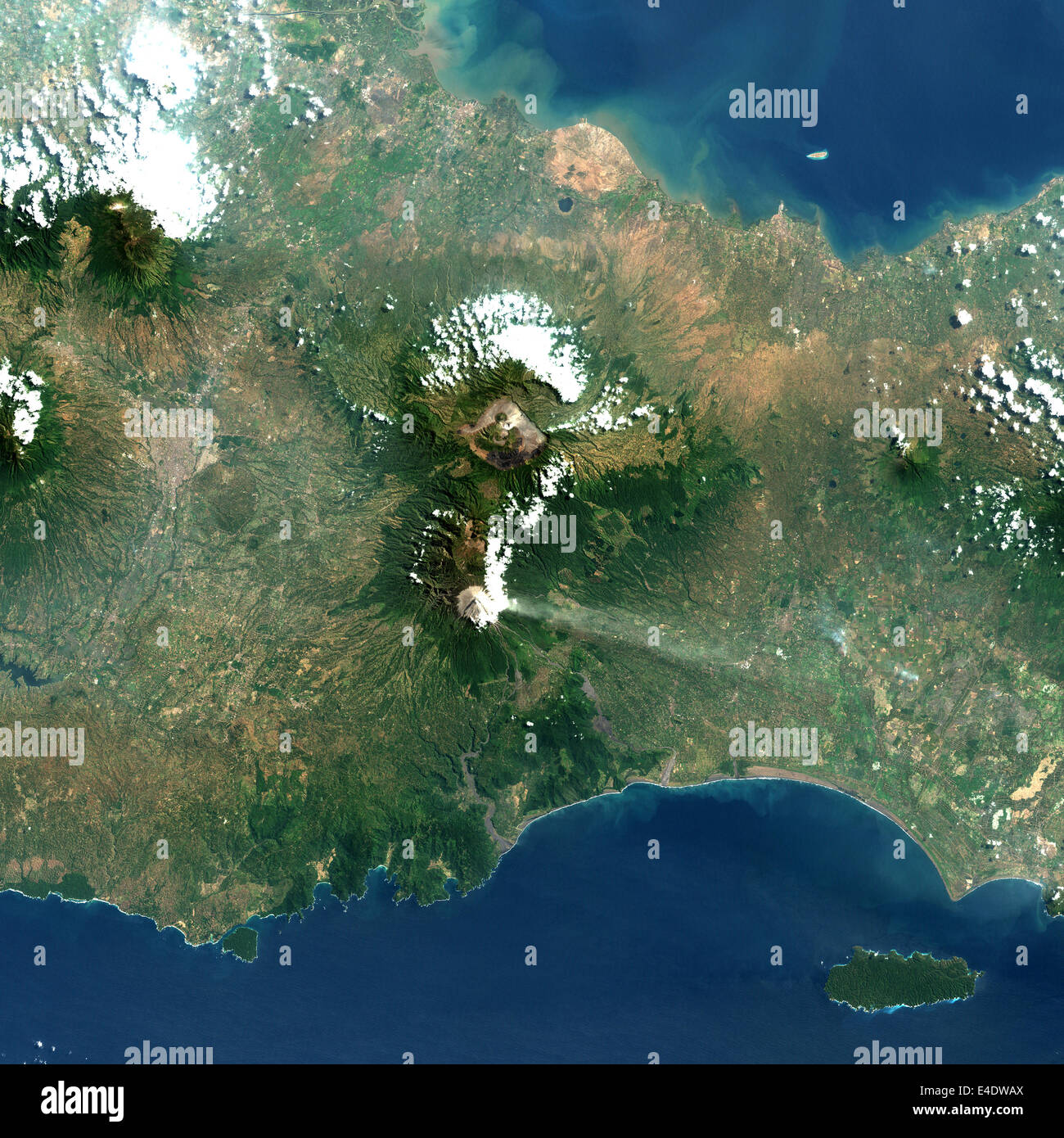 Bromo Volcano, Java Island, Indonesia, True Colour Satellite Image ...