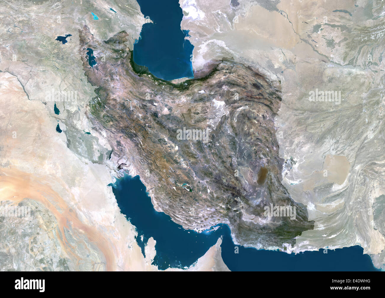 Iran, Middle East, Asia, True Colour Satellite Image With Mask ...