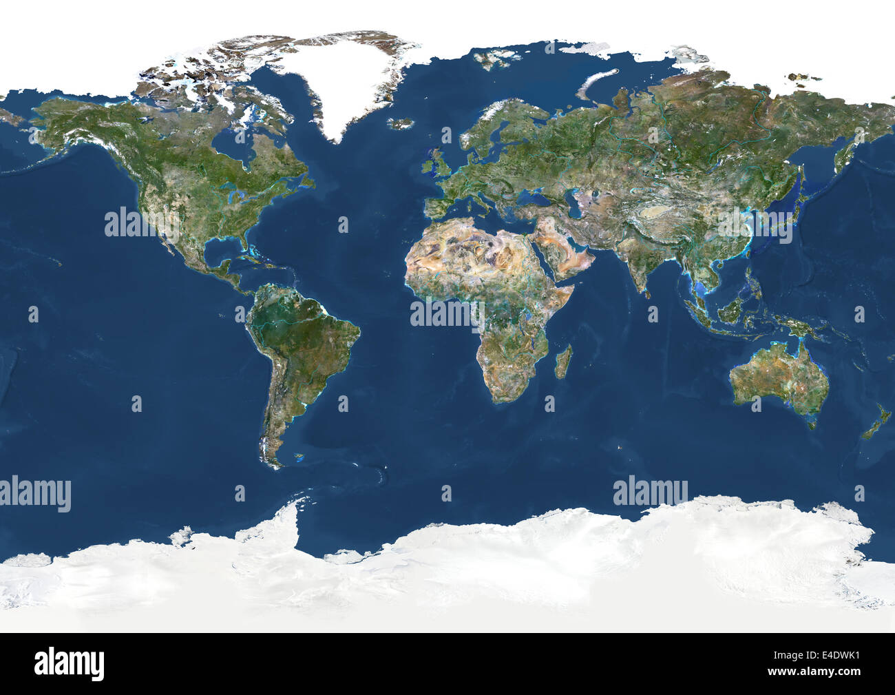 Whole Earth With Major Rivers, True Colour Satellite Image. True colour ...