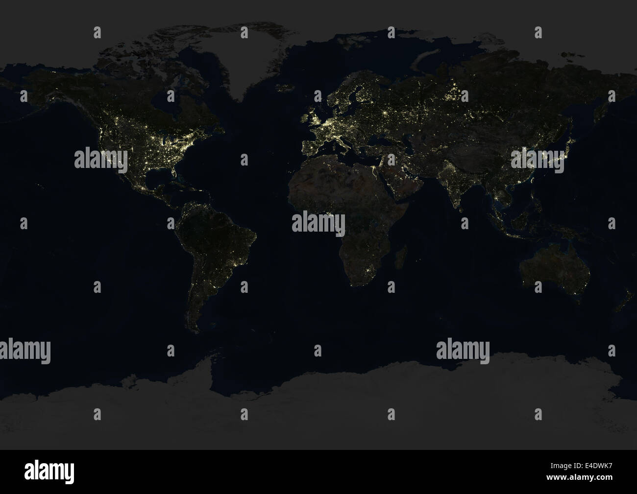 Whole Earth At Night, True Colour Satellite Image. True colour ...