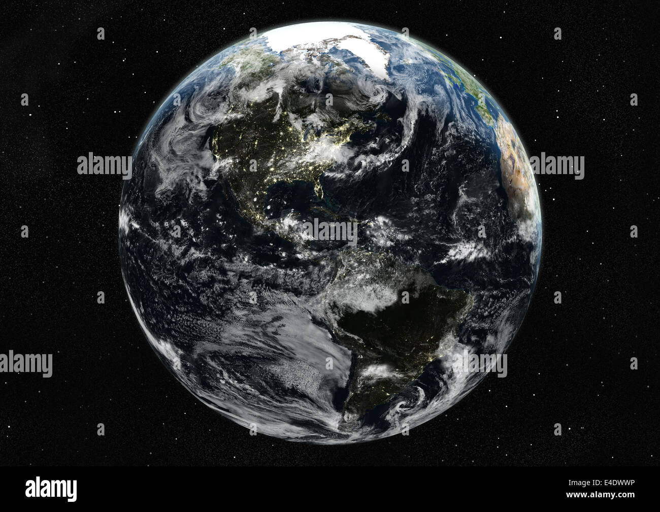 Globe Centred On The Americas, True Colour Satellite Image. True colour ...