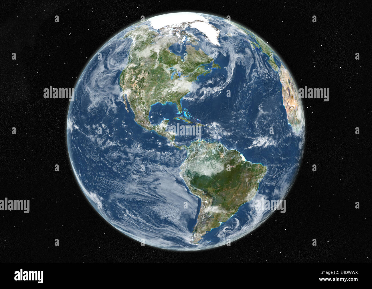 Globe Centred On The Americas, True Colour Satellite Image. True colour ...