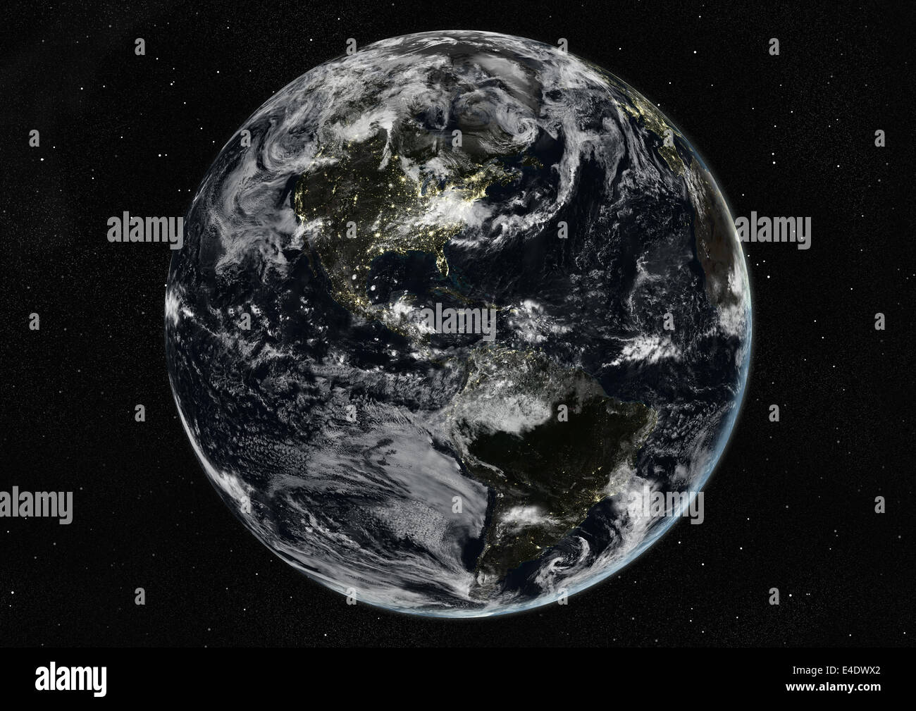 Globe Centred On The Americas, True Colour Satellite Image. True colour ...