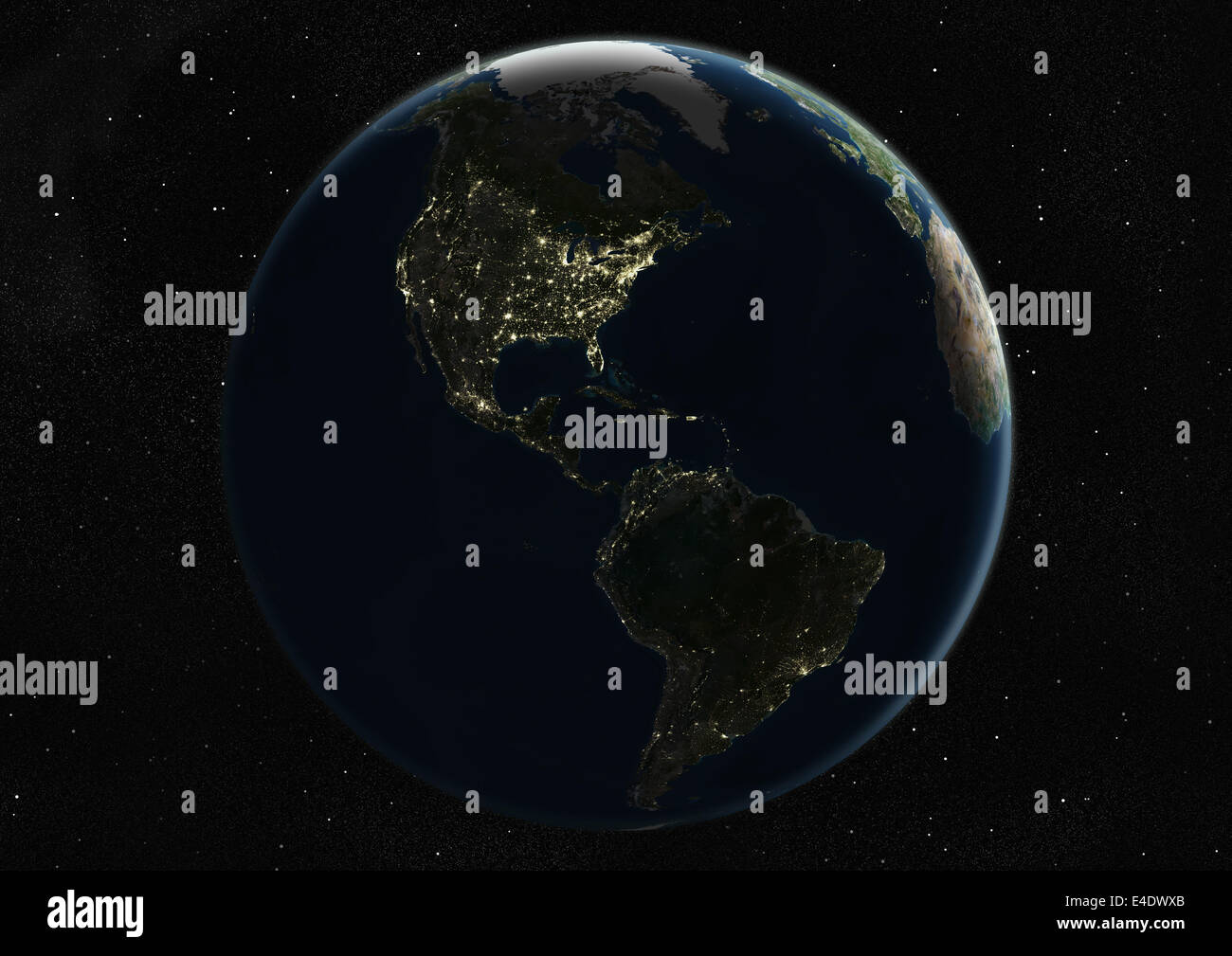 Globe Centred On The Americas, True Colour Satellite Image. True colour ...