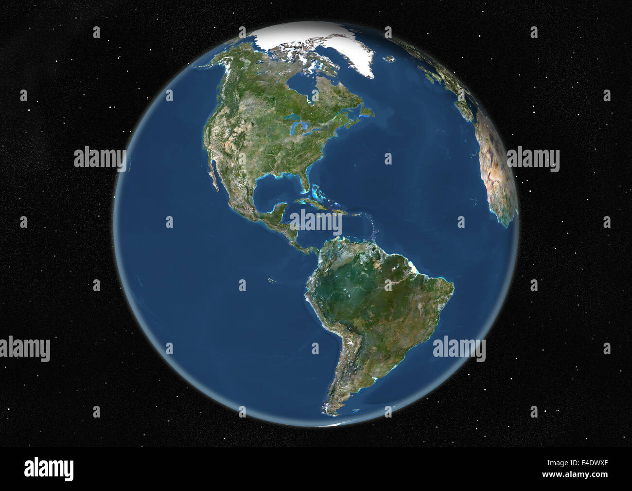 Globe Centred On The Americas, True Colour Satellite Image. True colour ...