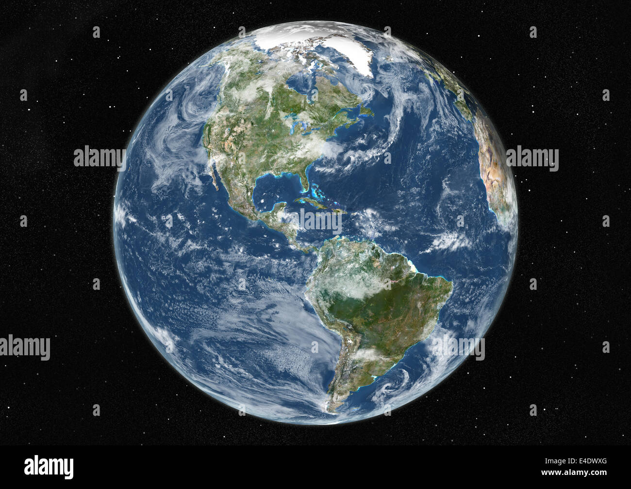 Globe Centred On The Americas, True Colour Satellite Image. True colour ...