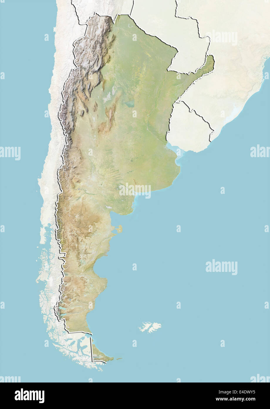 Argentina relief map border hi-res stock photography and images - Alamy