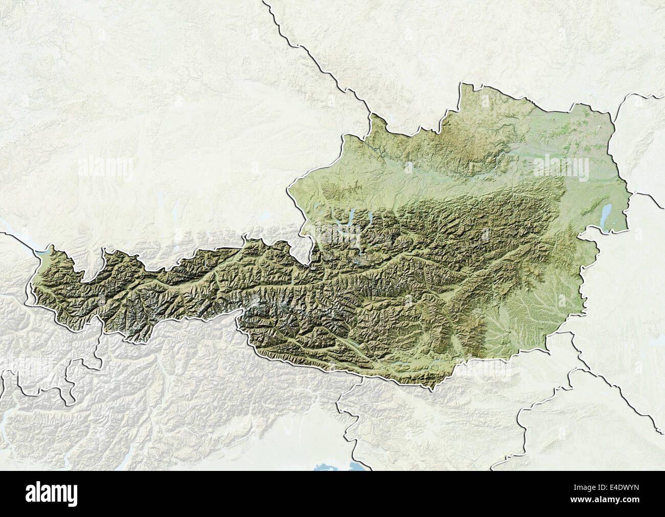 Austria relief map border mask hi-res stock photography and images - Alamy