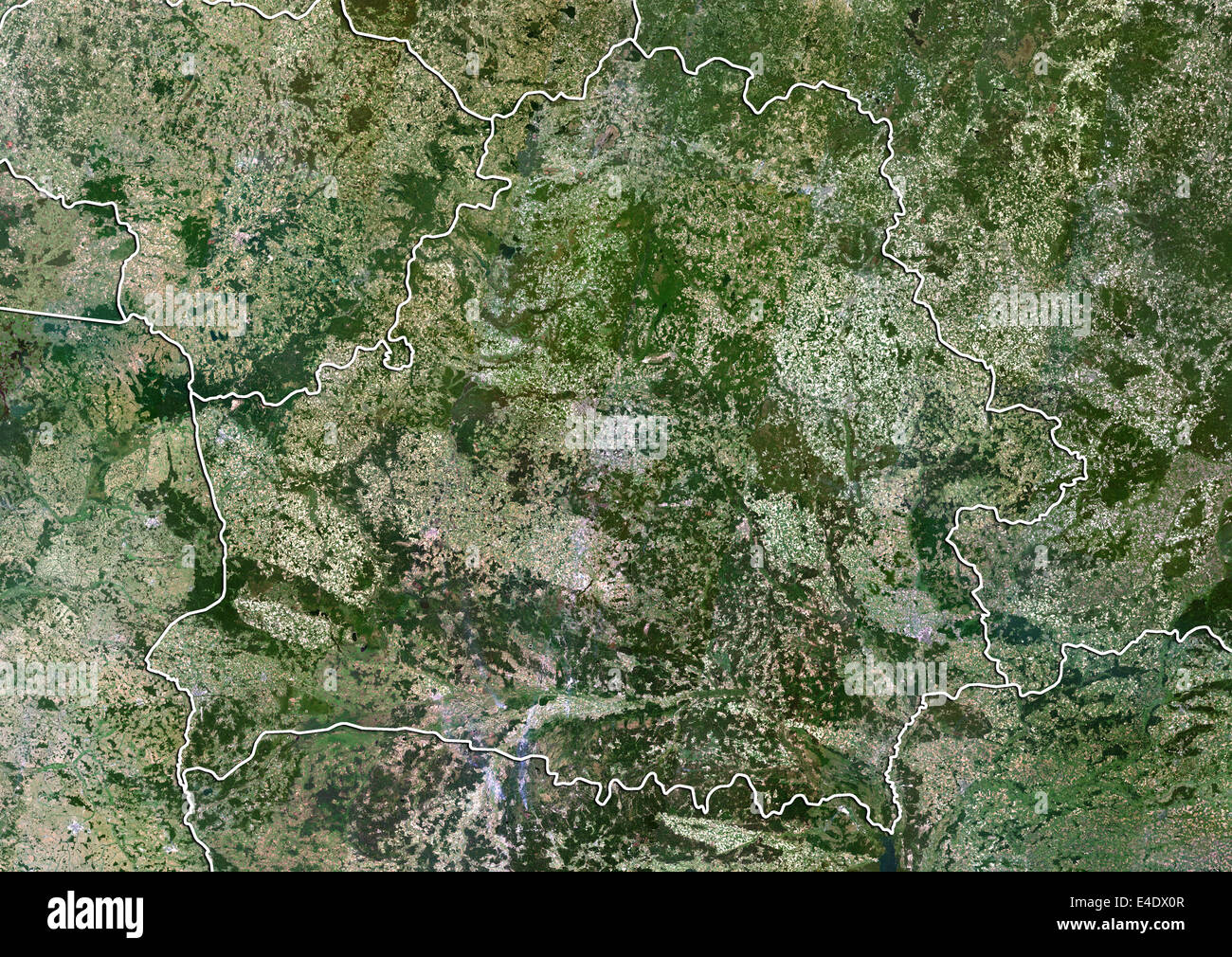 Belarus, True Colour Satellite Image With Border Stock Photo - Alamy