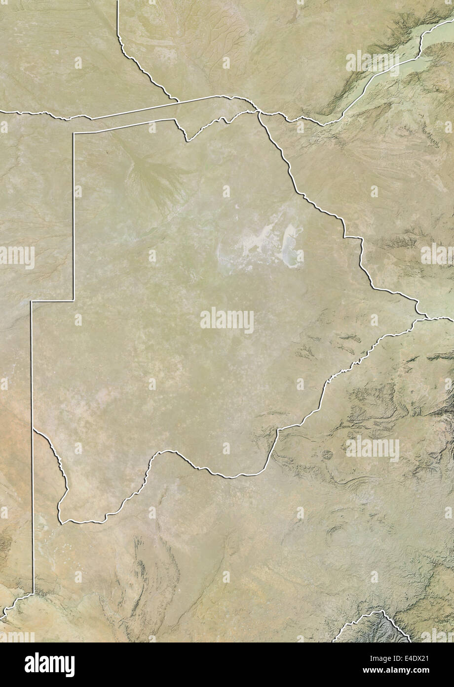 Botswana, Relief Map With Border Stock Photo - Alamy