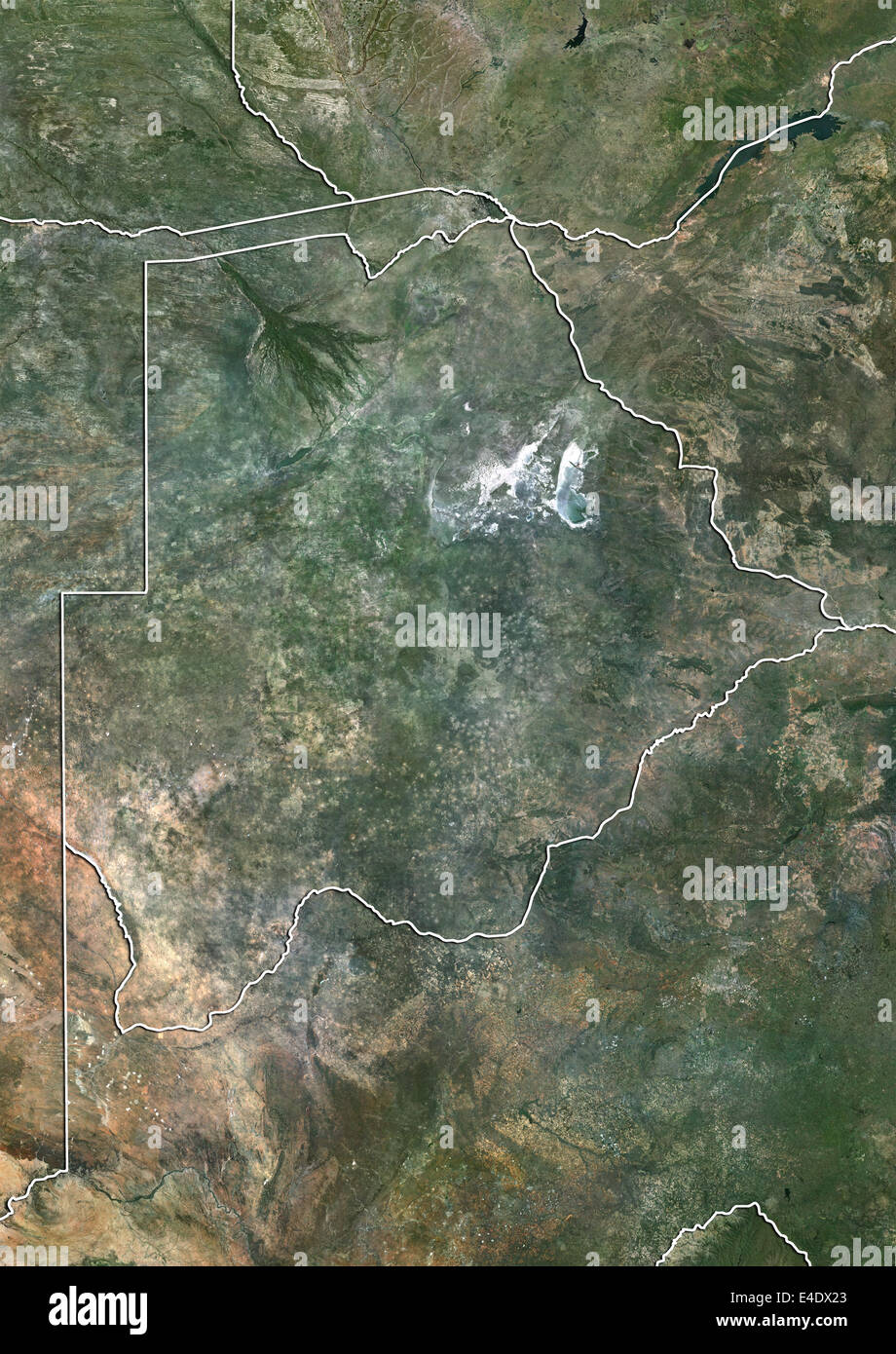 Botswana, True Colour Satellite Image With Border Stock Photo - Alamy