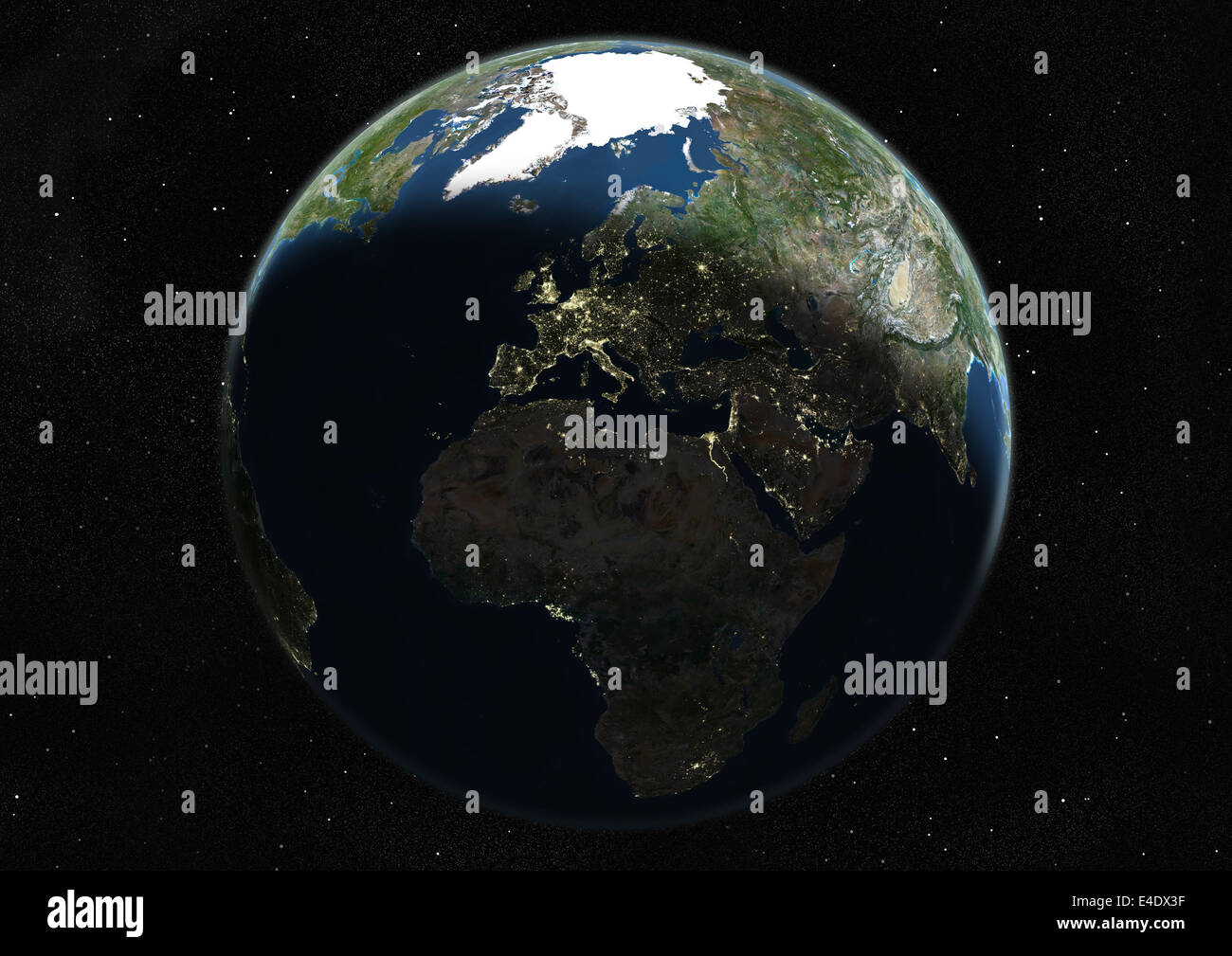 Globe Centred On Europe And Africa, True Colour Satellite Image. True ...