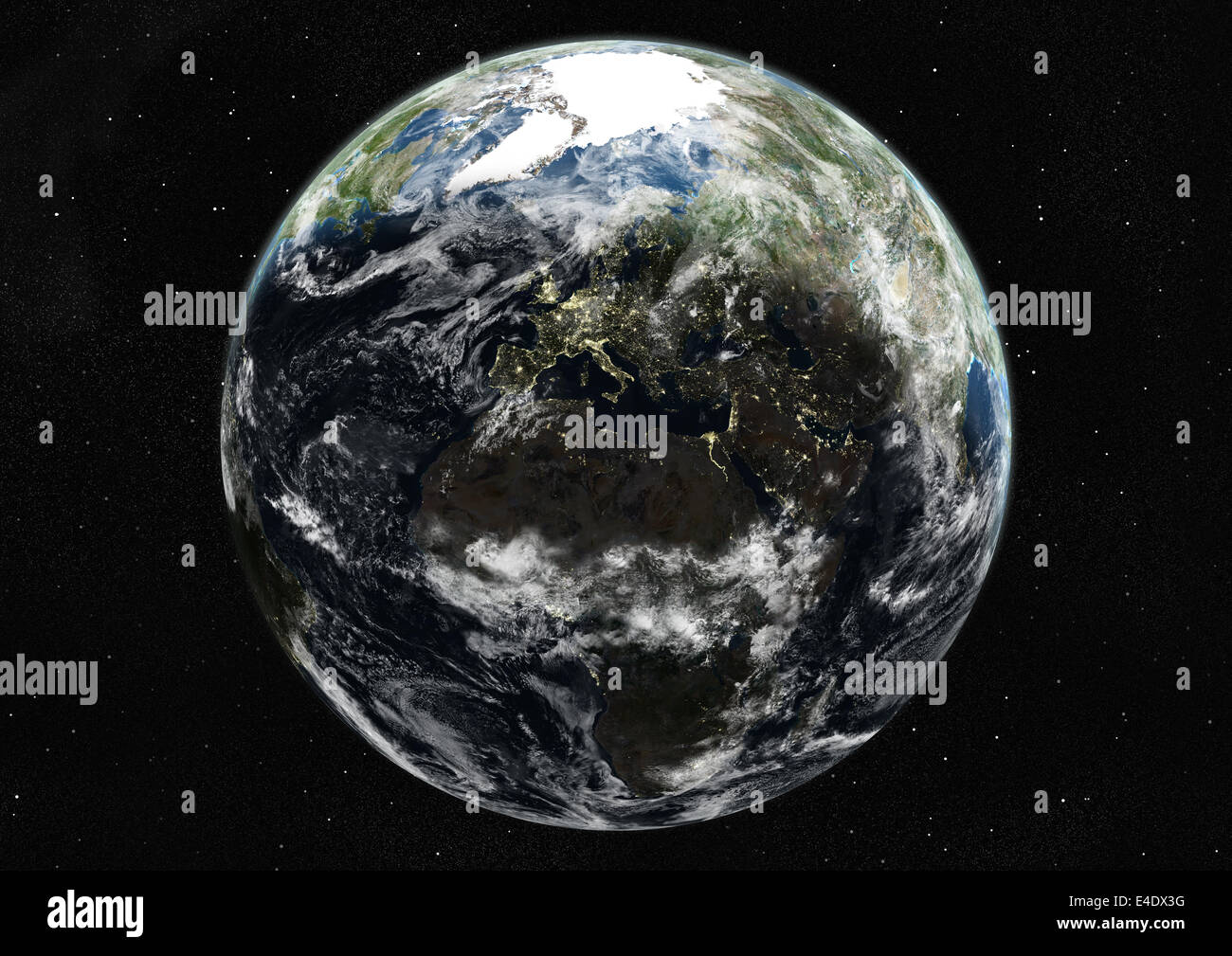 Globe Centred On Europe And Africa, True Colour Satellite Image. True ...