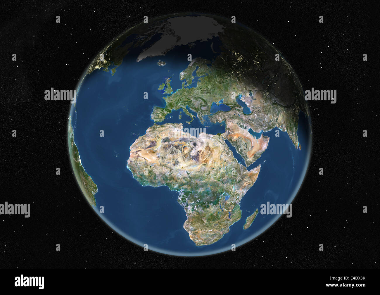 Globe Centred On Europe And Africa, True Colour Satellite Image. True ...