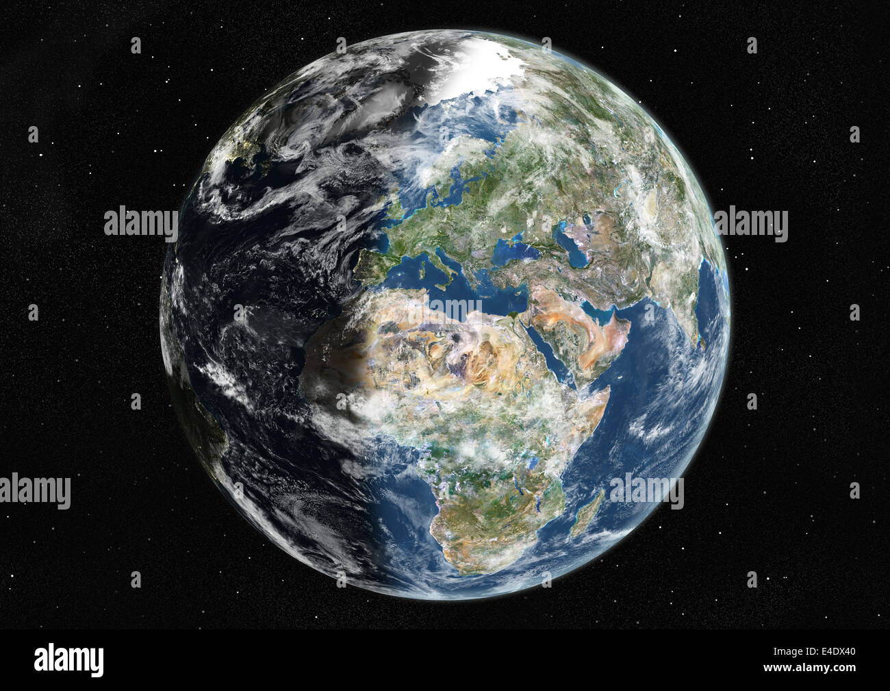 Globe Centred On Europe And Africa, True Colour Satellite Image. True ...