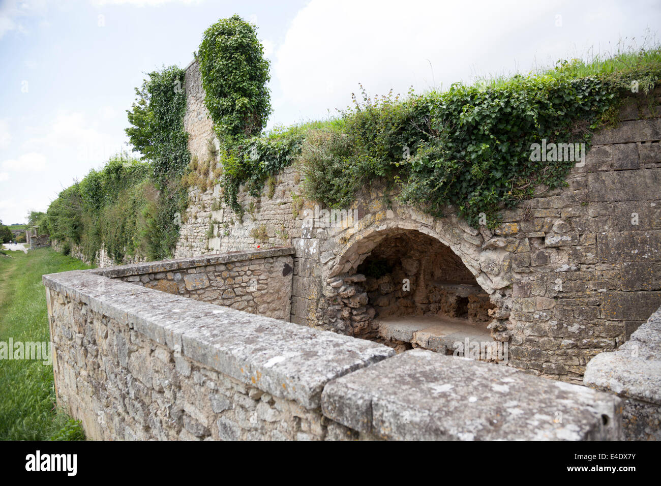 A part of the ramparts path of the harbour of Brouage (France), which ...