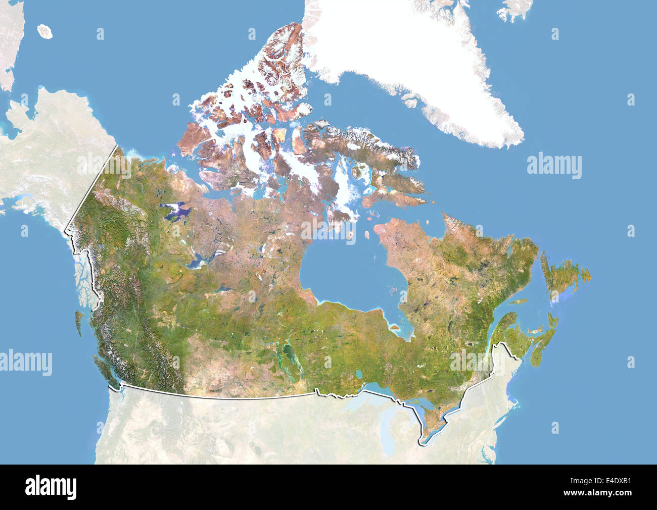 Canada, Satellite Image With Bump Effect, With Border and Mask Stock Photo - Alamy