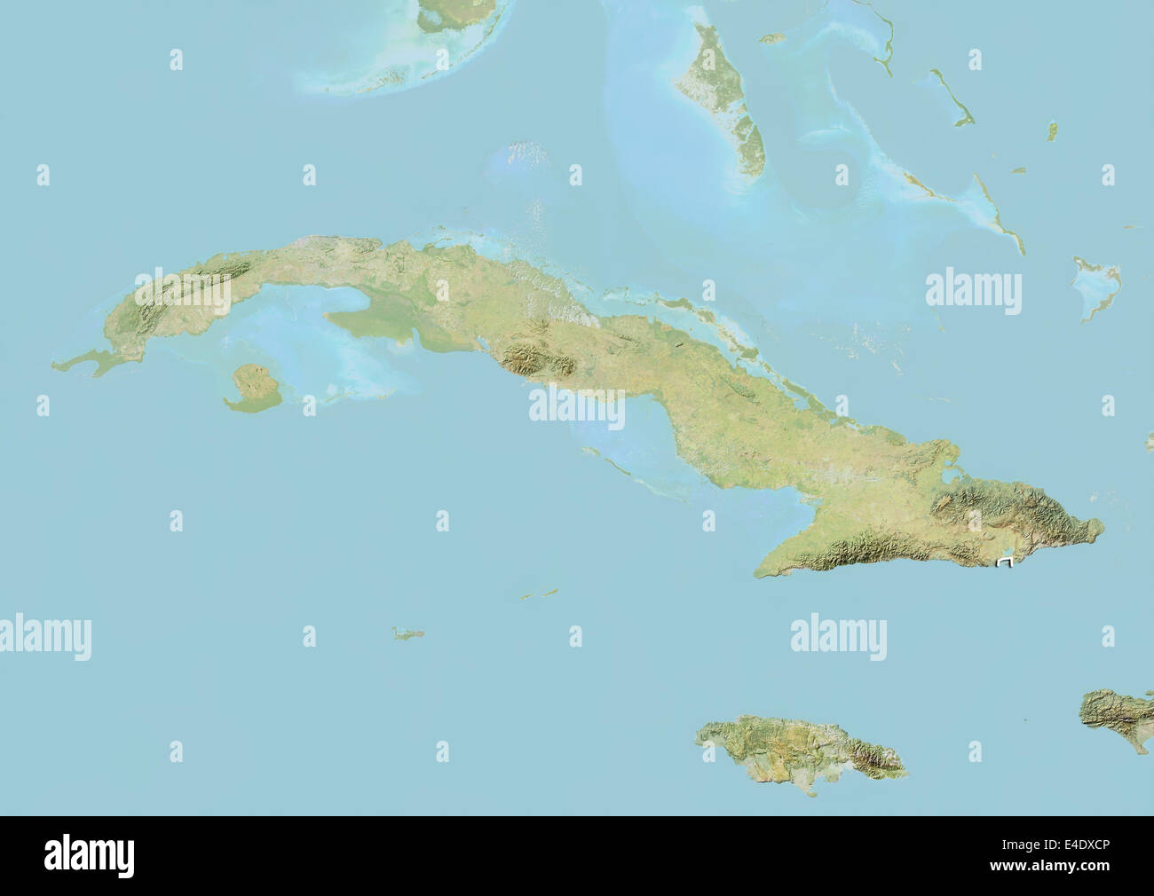 Cuba, Relief Map With Border Stock Photo - Alamy