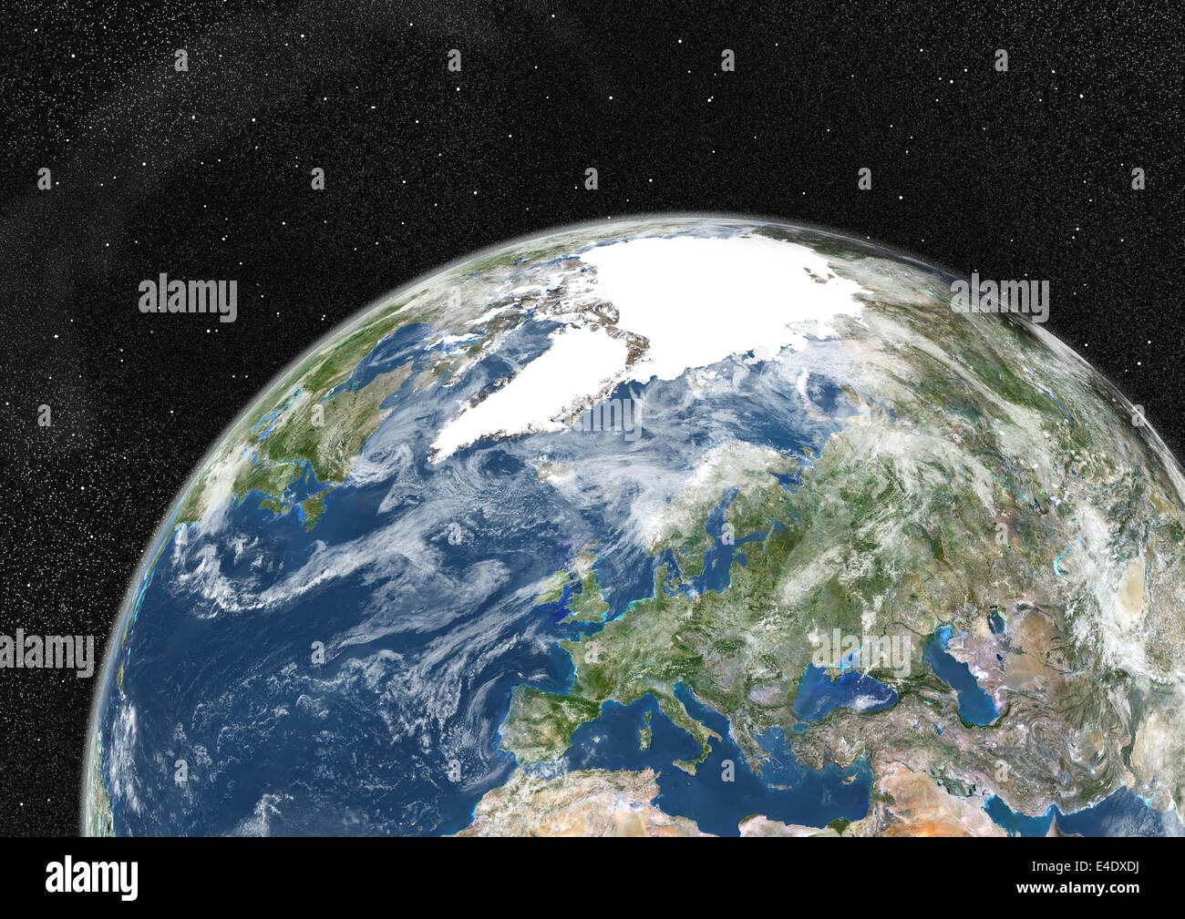 Globe Showing Europe, True Colour Satellite Image. True colour ...