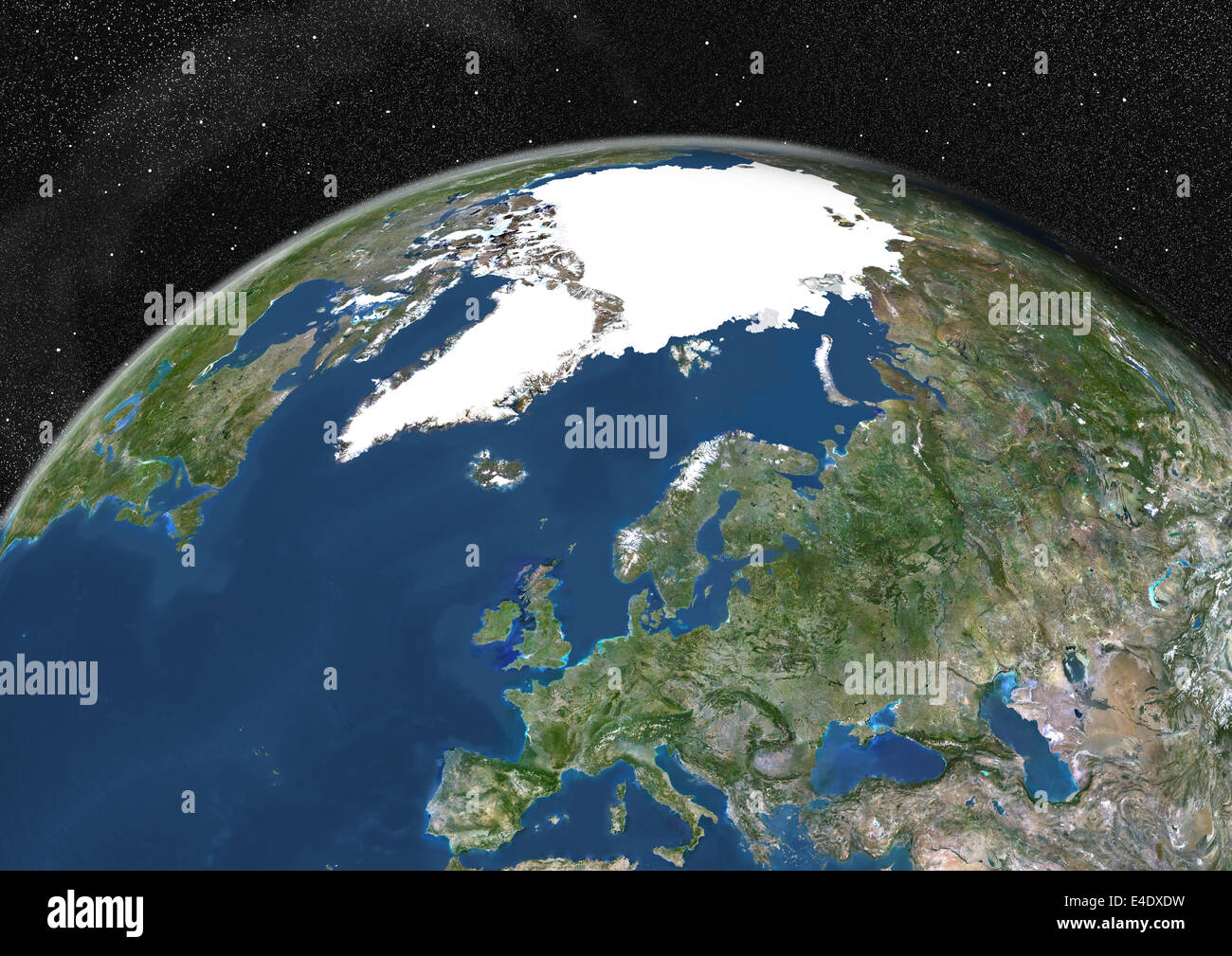 Globe Showing Europe, True Colour Satellite Image. True colour ...