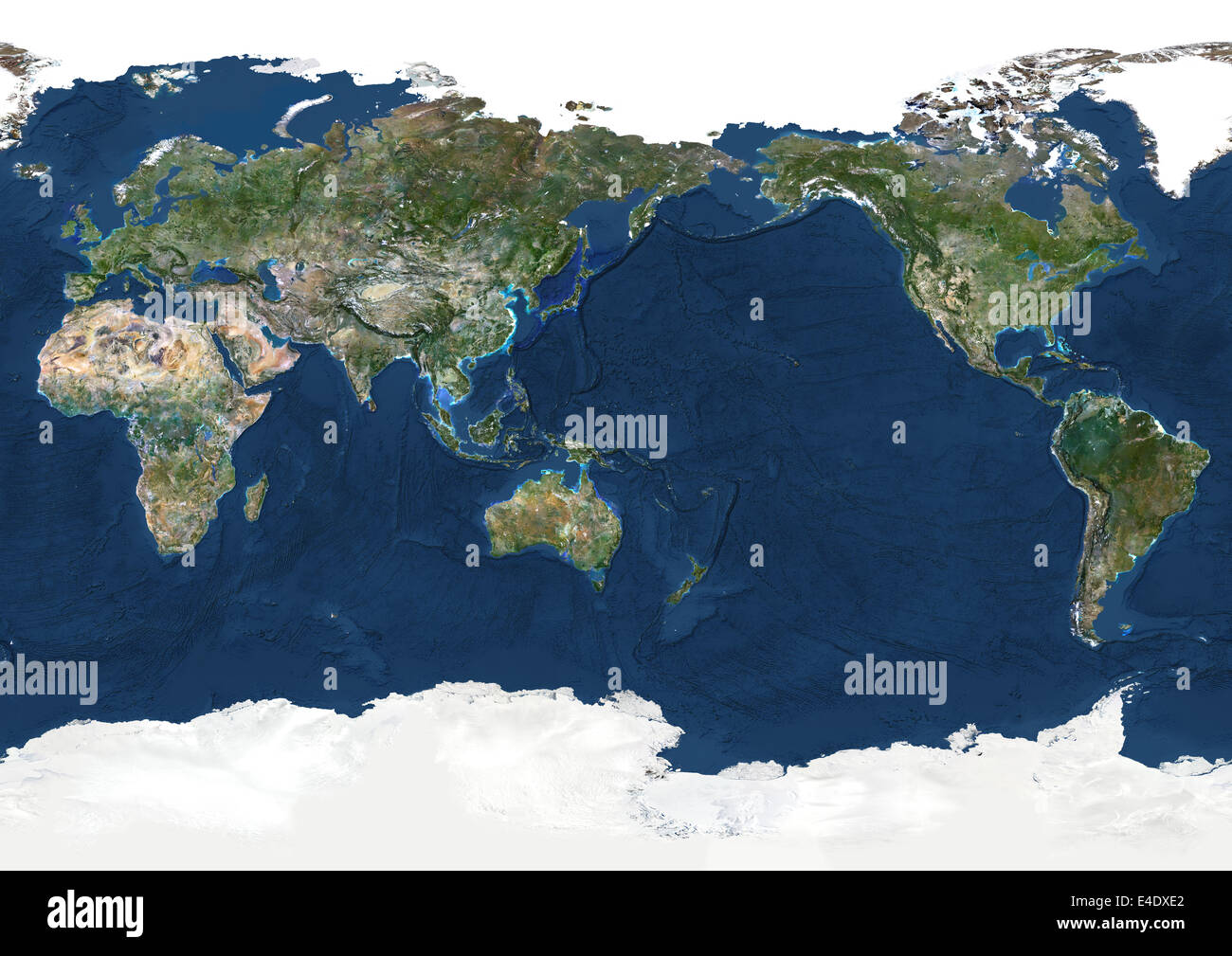 Whole Earth Centred On Pacific Ocean, True Colour Satellite Image. True ...