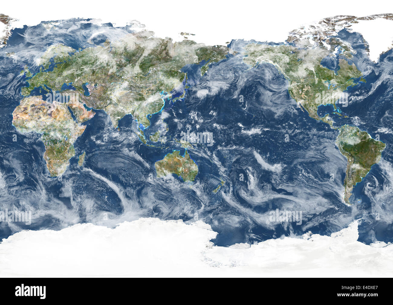 Whole Earth Centred On Pacific Ocean, True Colour Satellite Image. True ...