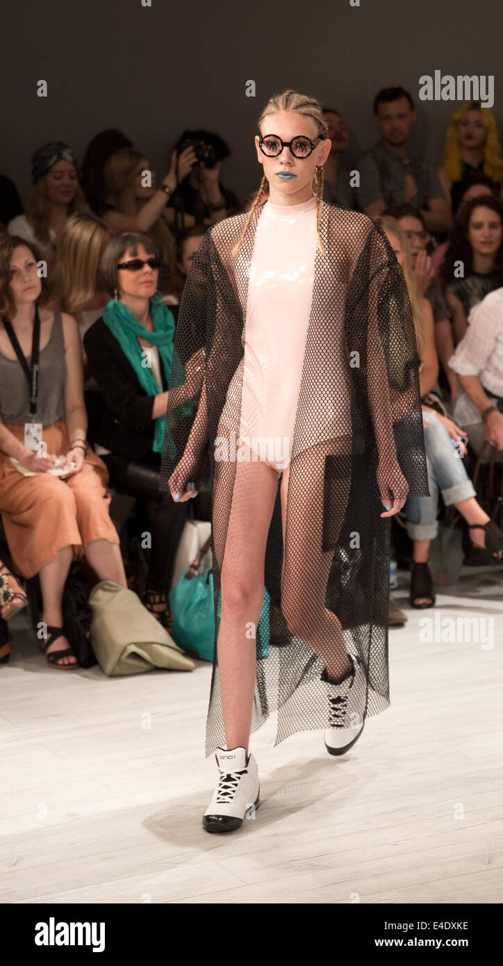 Berlin, Germany. 9th July, 2014. Models present fashion by Franziska ...