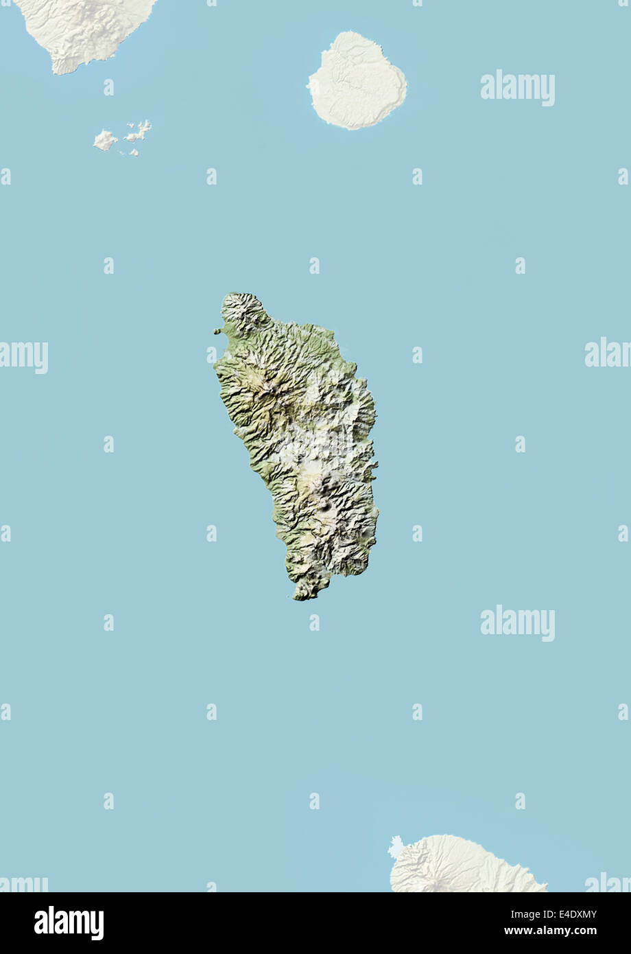 Dominica, Relief Map With Border and Mask Stock Photo - Alamy