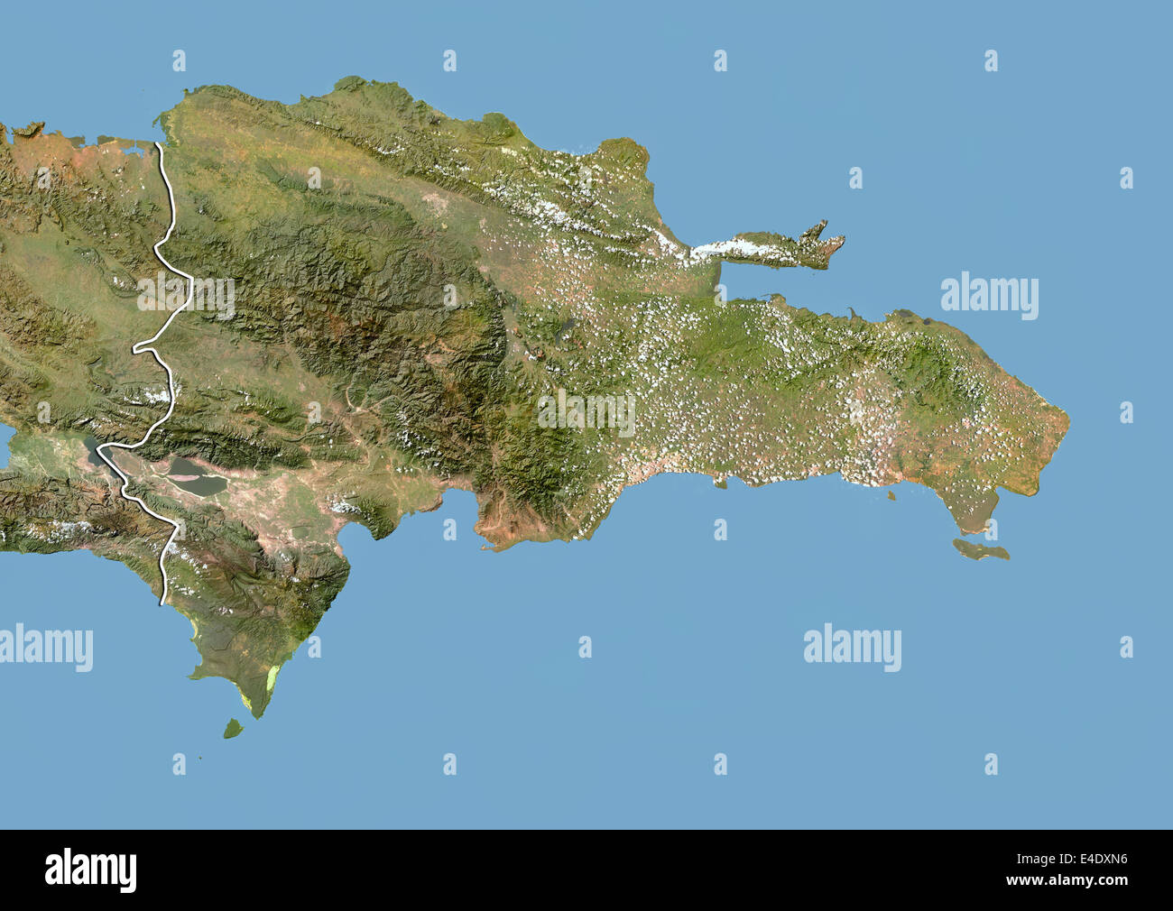 Dominican Republic, Satellite Image With Bump Effect, With Border Stock ...
