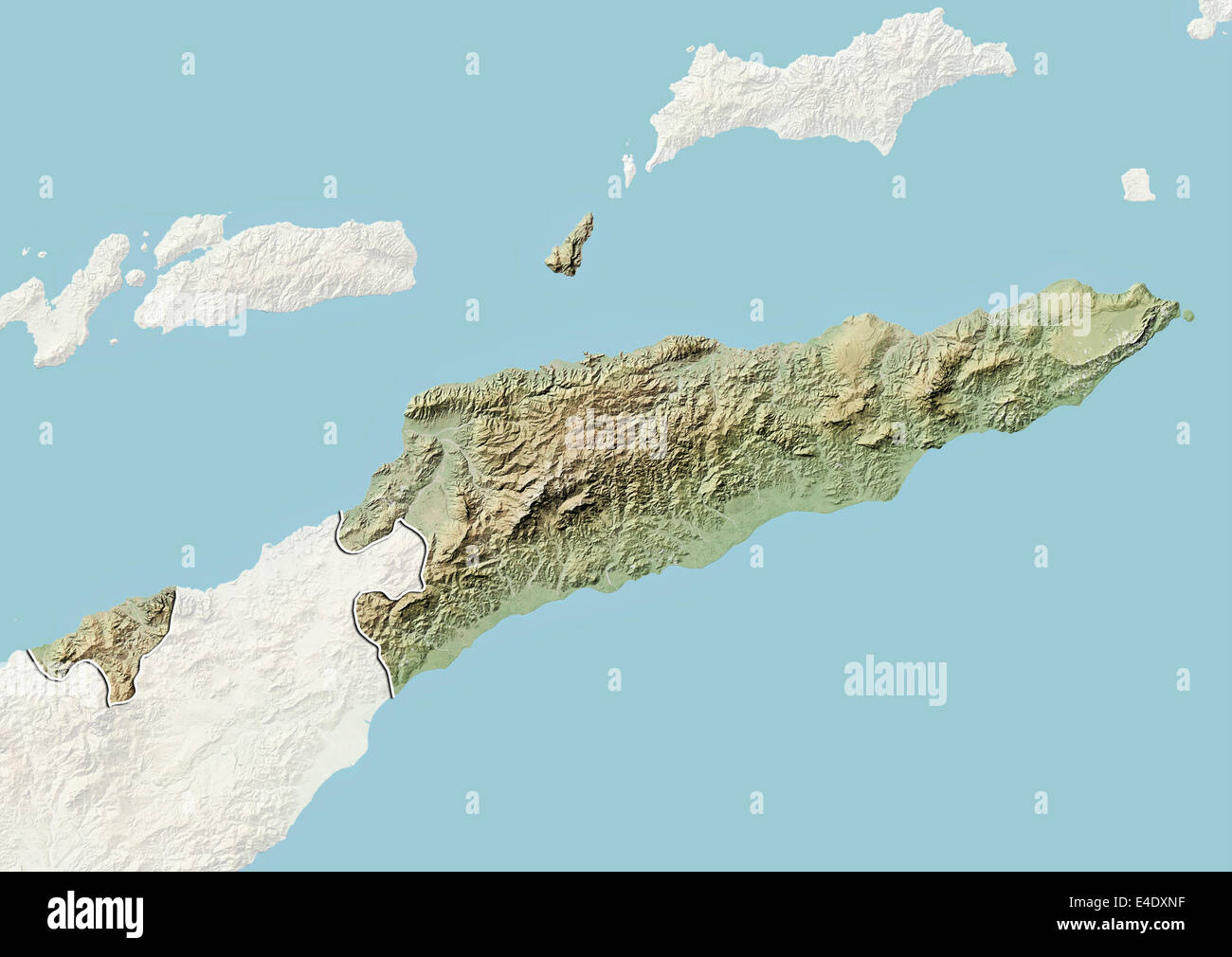 East Timor, Relief Map With Border and Mask Stock Photo - Alamy