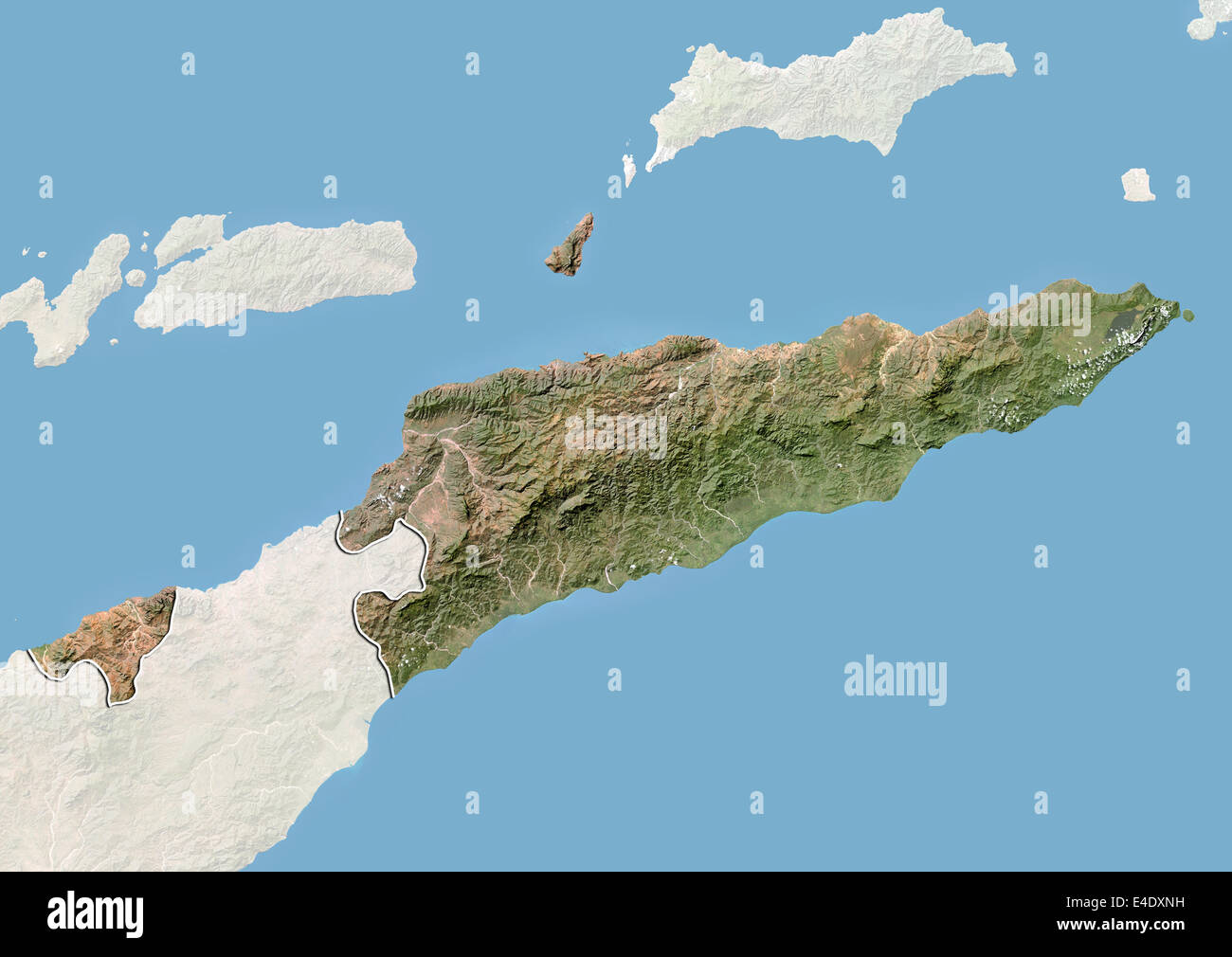 East Timor, Satellite Image With Bump Effect, With Border and Mask ...