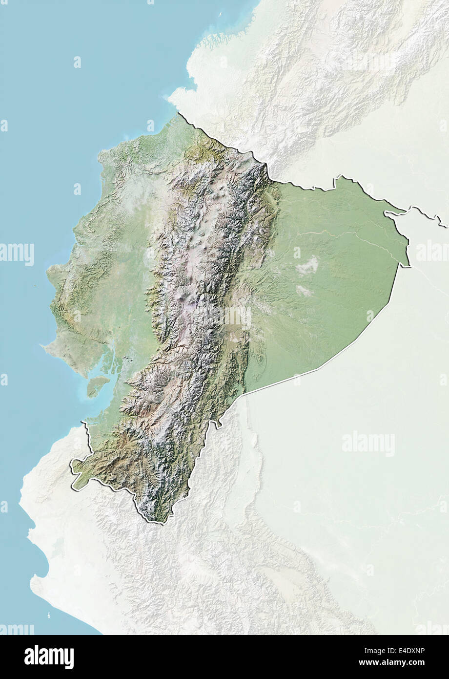 Ecuador, Relief Map With Border and Mask Stock Photo - Alamy