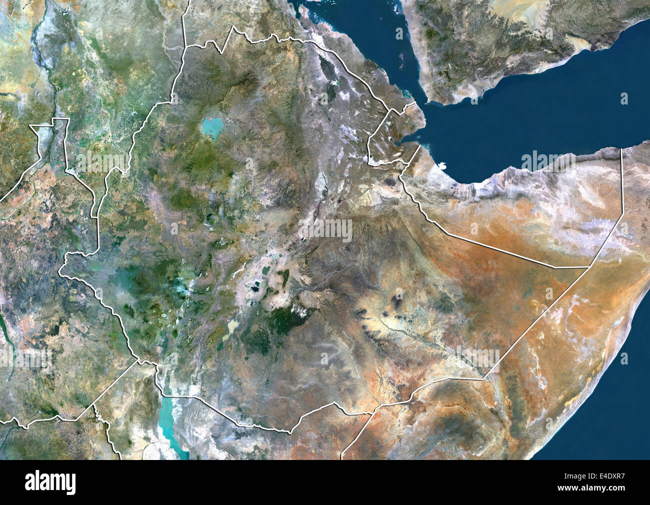 Ethiopia, True Colour Satellite Image With Border Stock Photo - Alamy