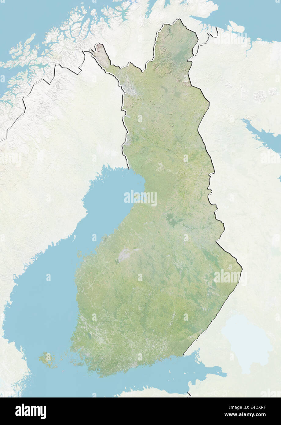Finland, Relief Map With Border and Mask Stock Photo - Alamy