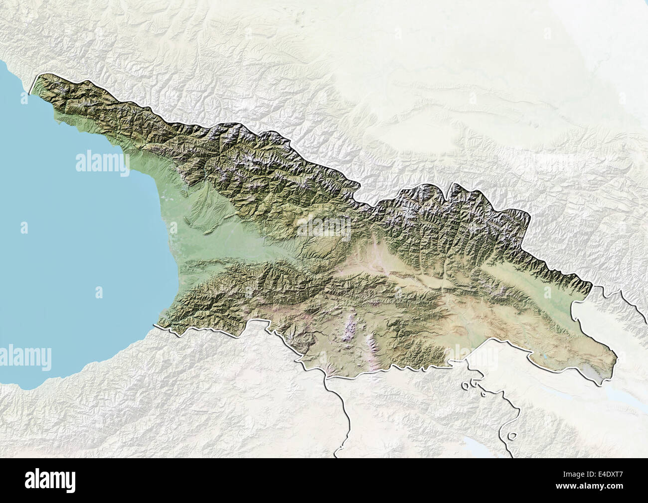 Georgia, Relief Map With Border and Mask Stock Photo - Alamy