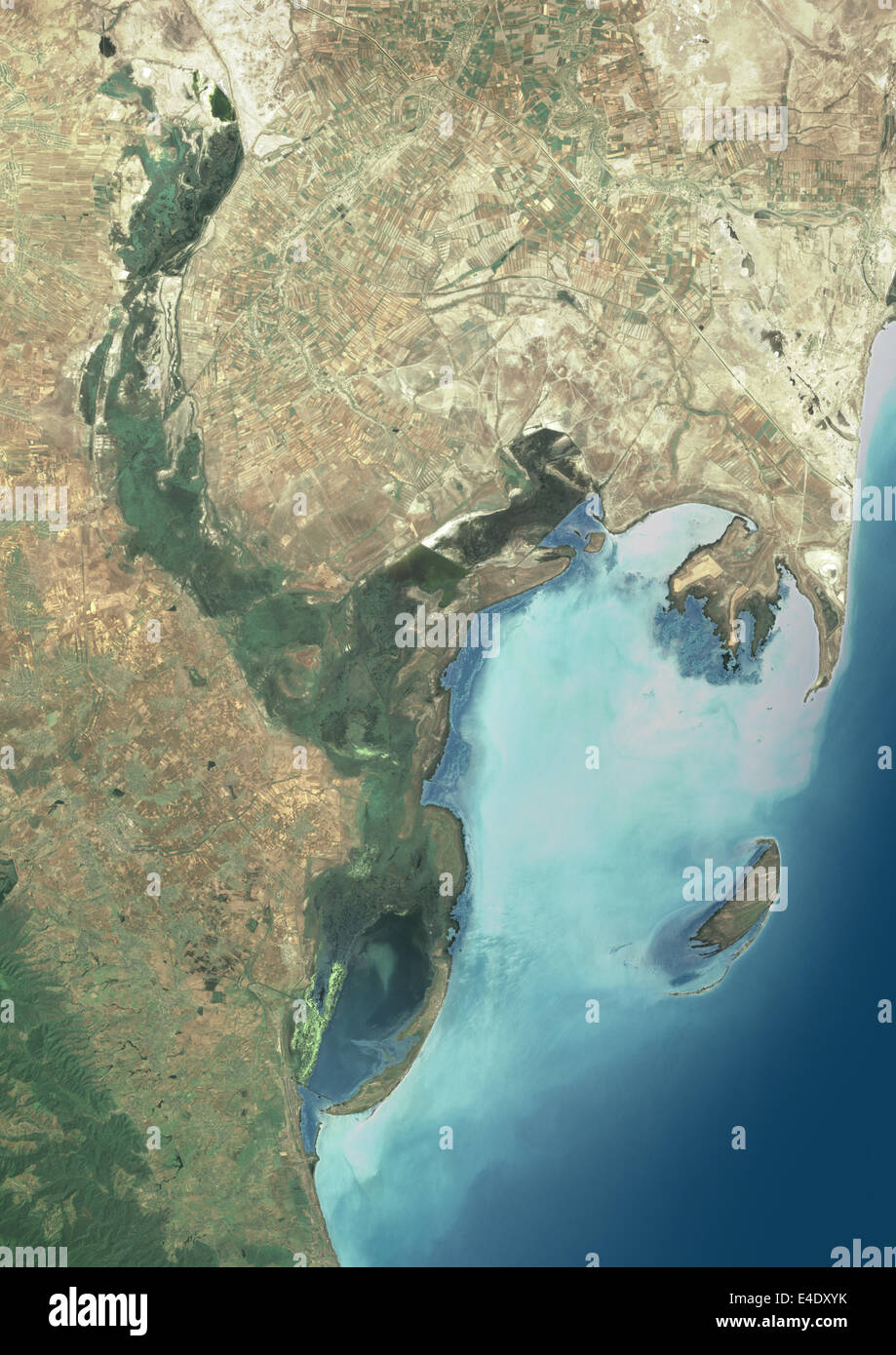 Kura River Delta, Azerbaijan, True Colour Satellite Image. True colour ...