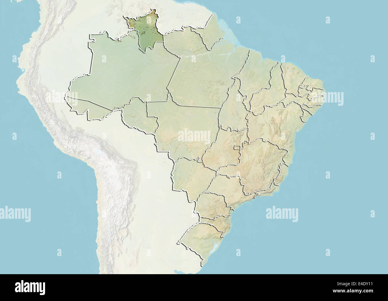 Brazil and the State of Roraima, Relief Map Stock Photo - Alamy