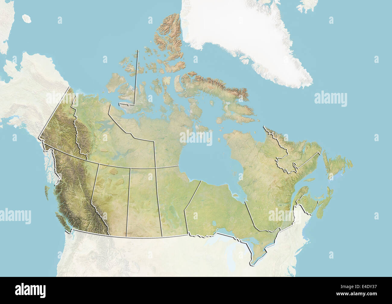 Canada, Relief Map With Boundaries of Provinces Stock Photo - Alamy