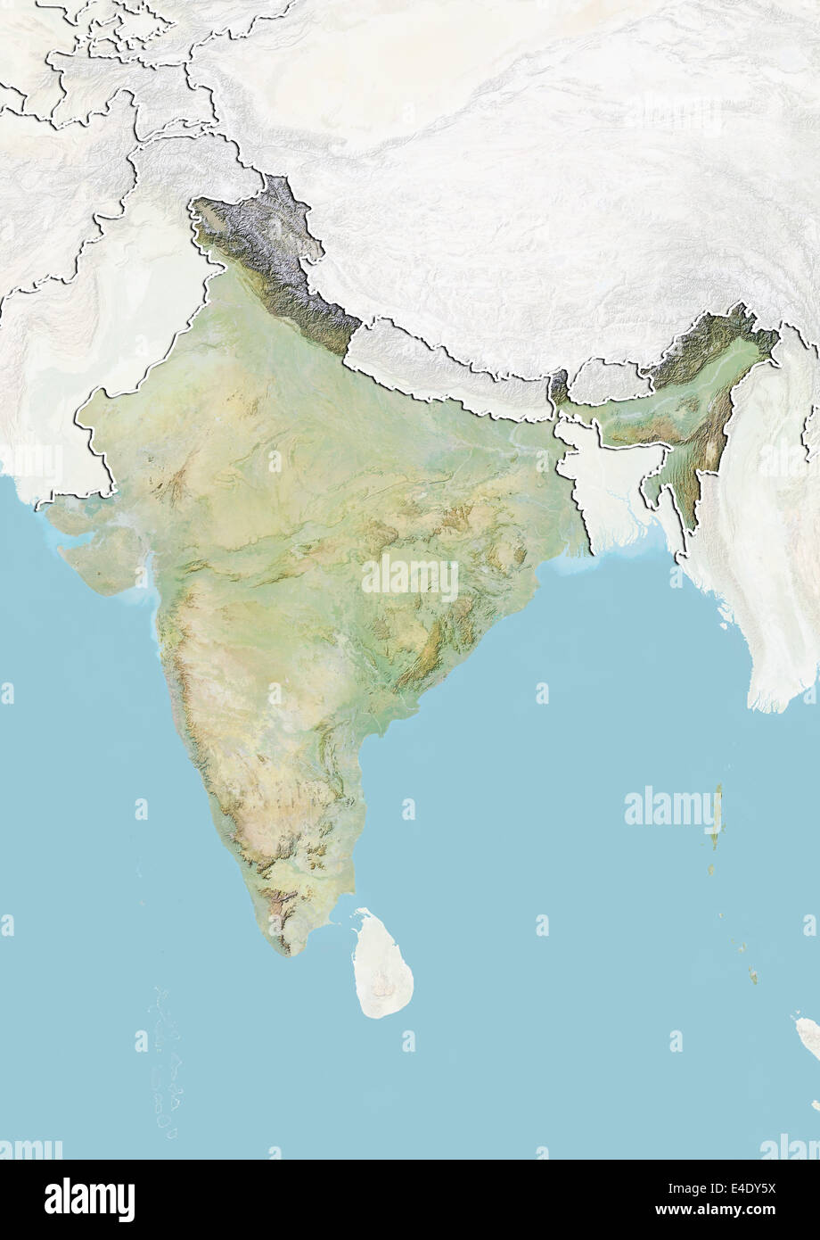 India, Relief Map With Border and Mask Stock Photo - Alamy