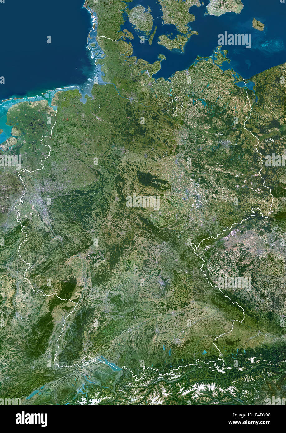 Germany, True Colour Satellite Image With Border. Germany, true colour ...