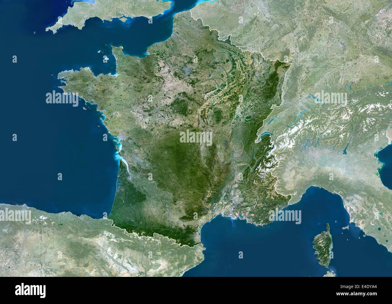 France, True Colour Satellite Image With Mask And Border. France, true ...